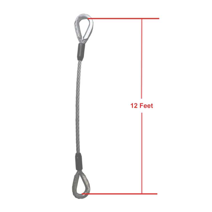 WIRE SLING 1'' X 12' C/W 12'' STANDARD EYES EACH END – Hercules Lifting